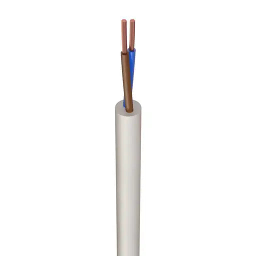 0.75mm PVC Round Flexible Cable 2 Core White (50m Drum) - 3182Y