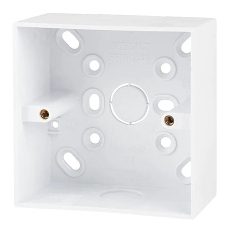 Univolt PVC 44mm 1 Gang Single Square Edge Surface Pattress Back Box