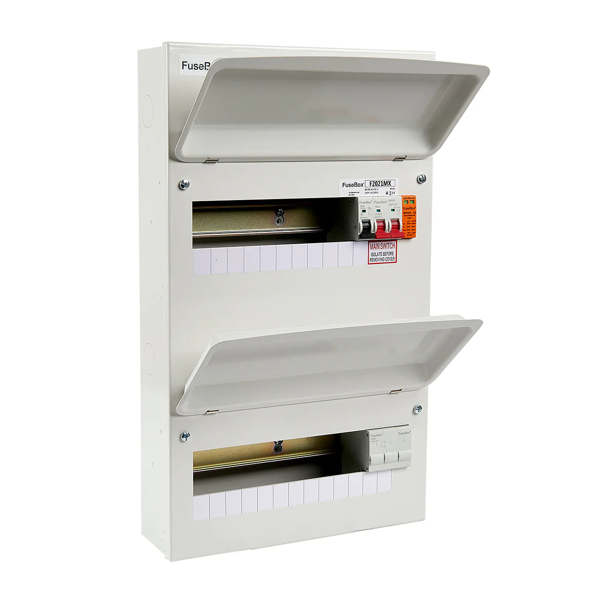 FuseBox 28 Module 21 Way Duplex RCBO Consumer Unit + 100A Main Switch,